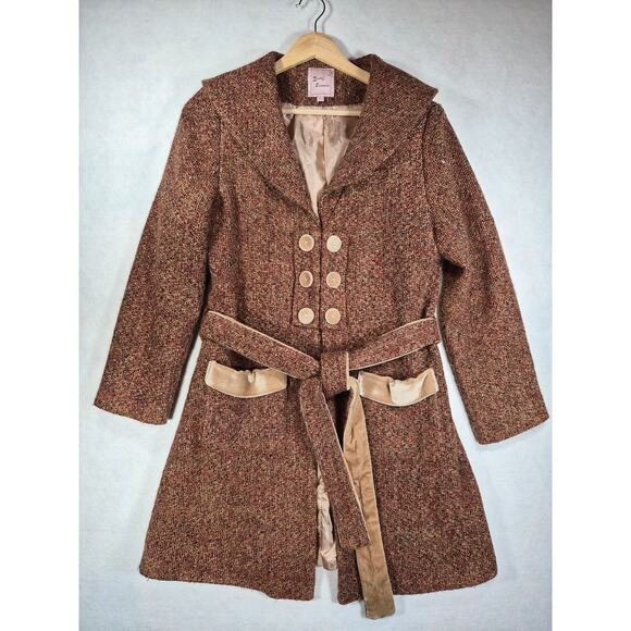 Young Essence | Jackets & Coats | Preppy Tweed Trench Retro Cottagecore ...